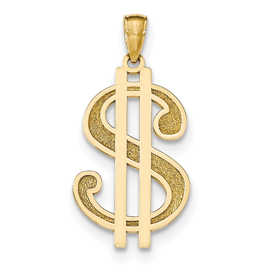Beautiful 14K Gold Polished and Textured Dollar Sign Pendant - Walmart.com
