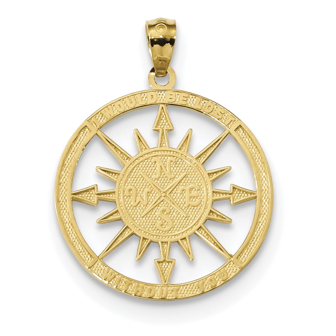 Beautiful 14K Satin / Polished Lost Without You Compass Pendant ...