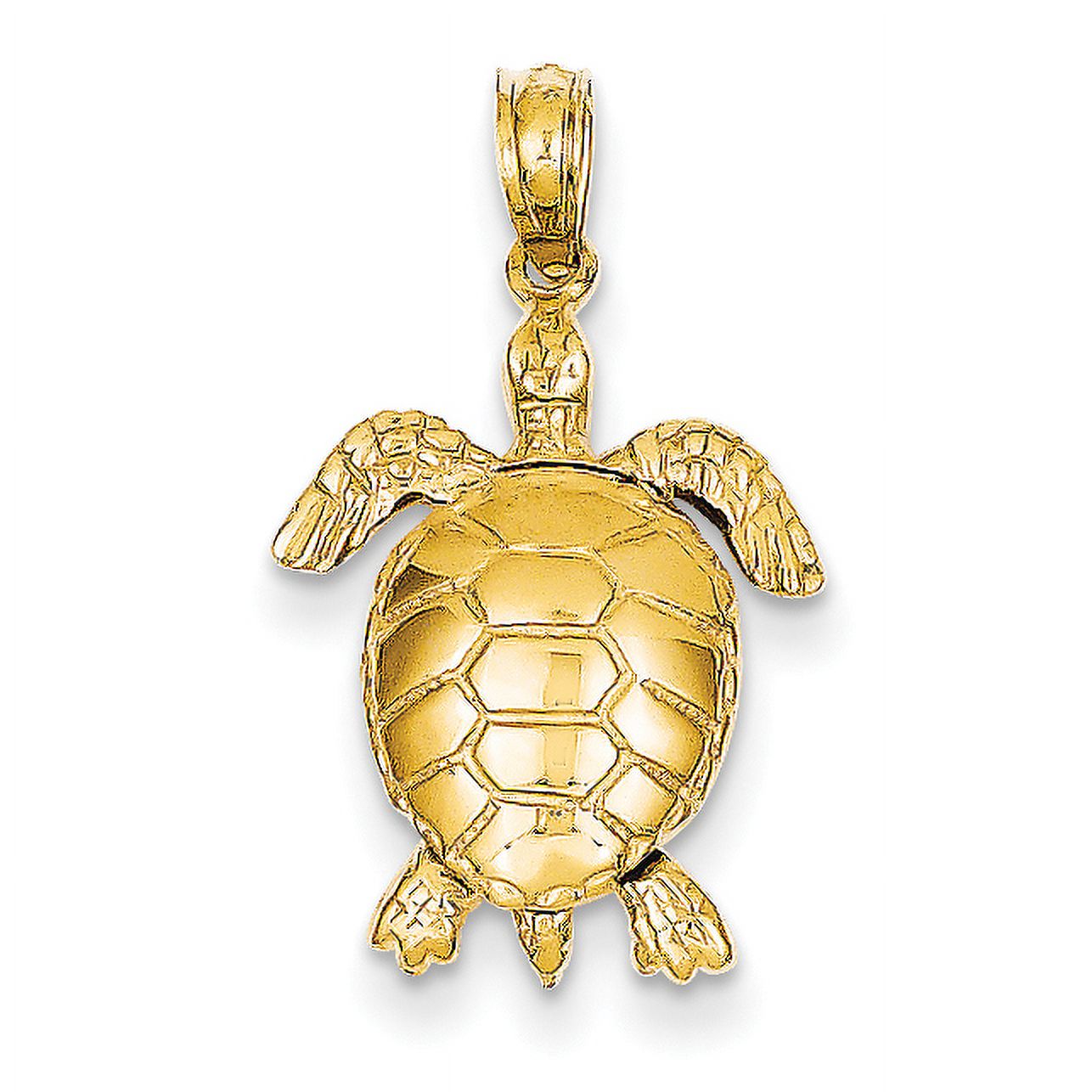 Beautiful 14K Solid Polished 3-D Moveable Turtle Pendant - Walmart.com