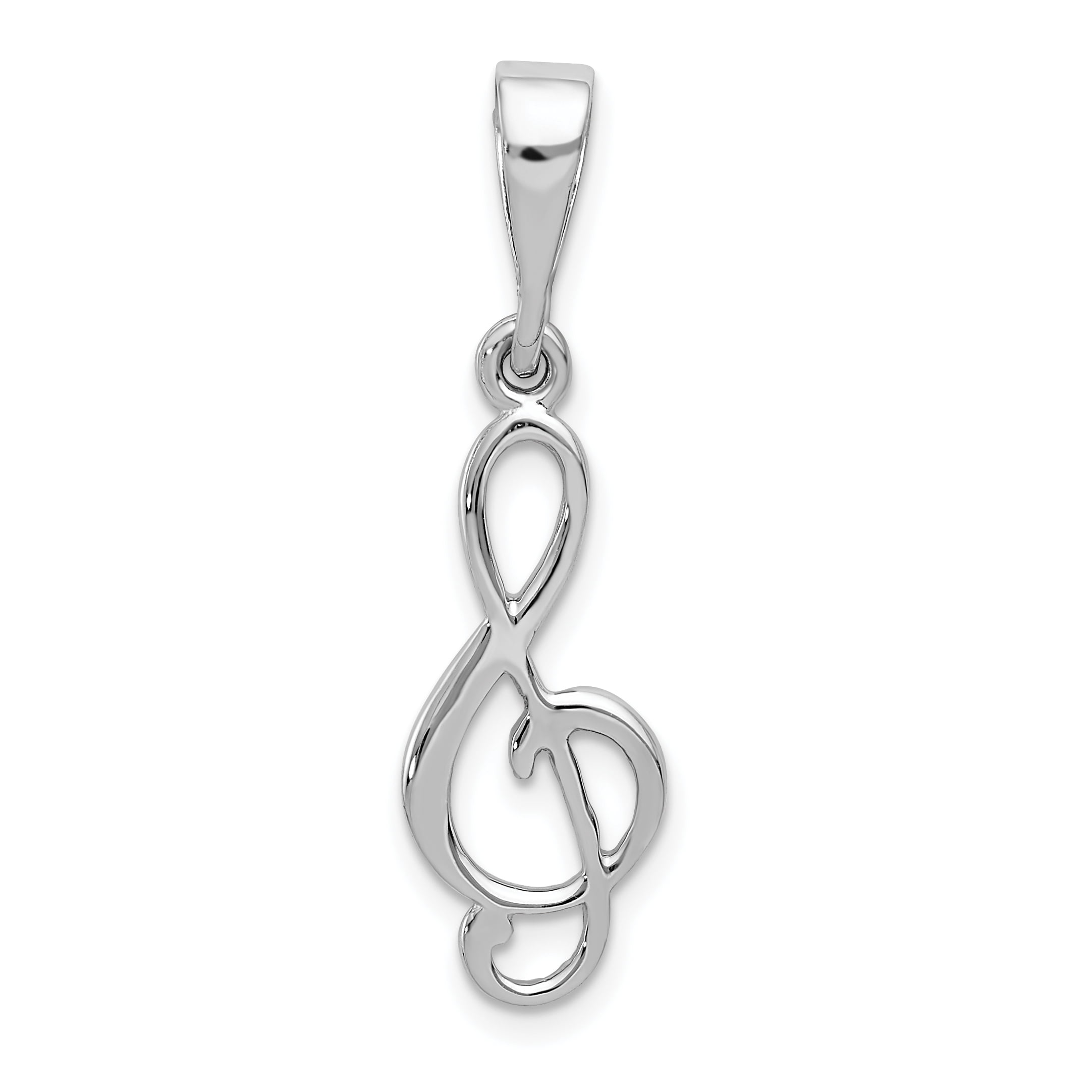 Beautiful 14K White Gold Treble Clef Pendant - Walmart.com