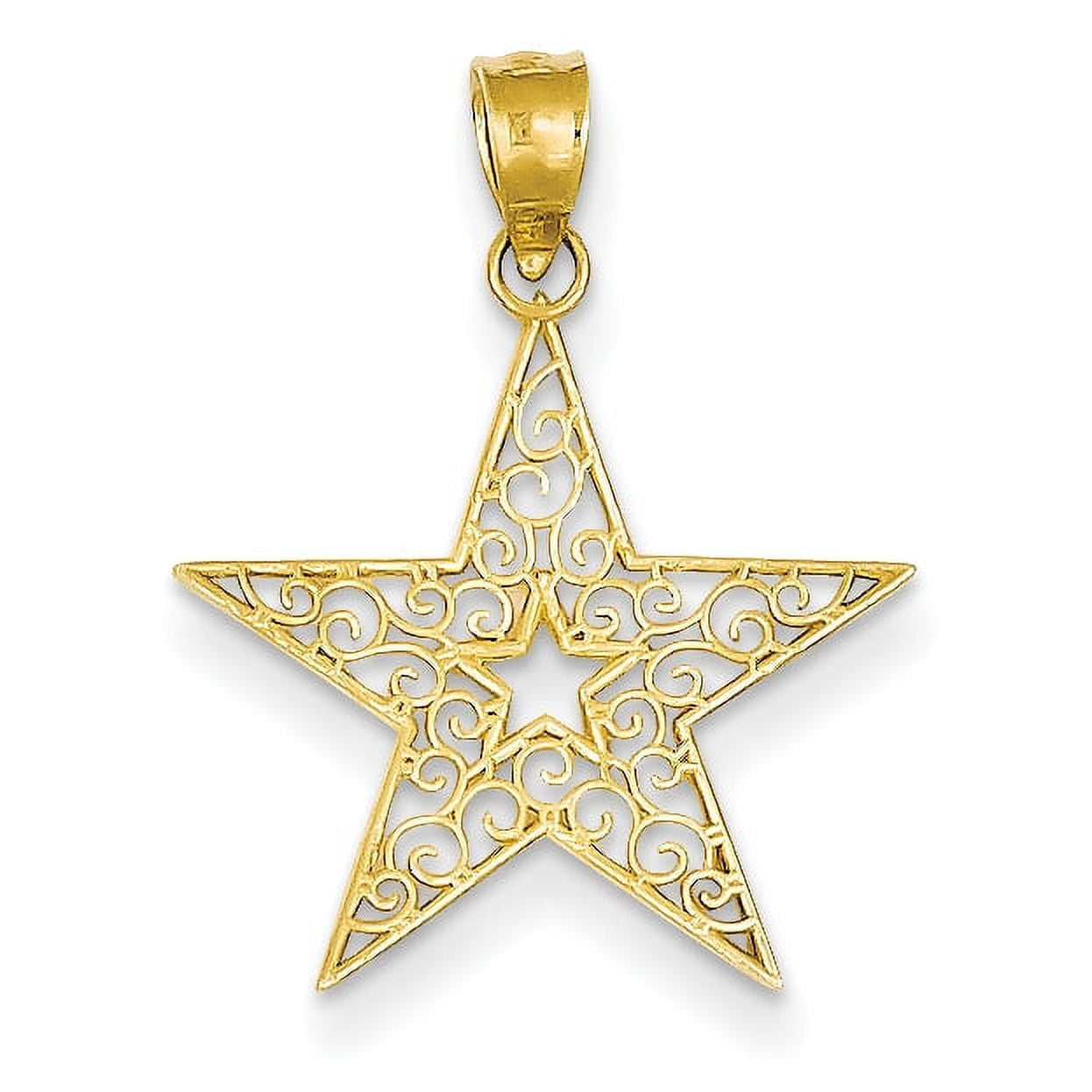 Beautiful 14k Filigree Star Pendant - Walmart.com