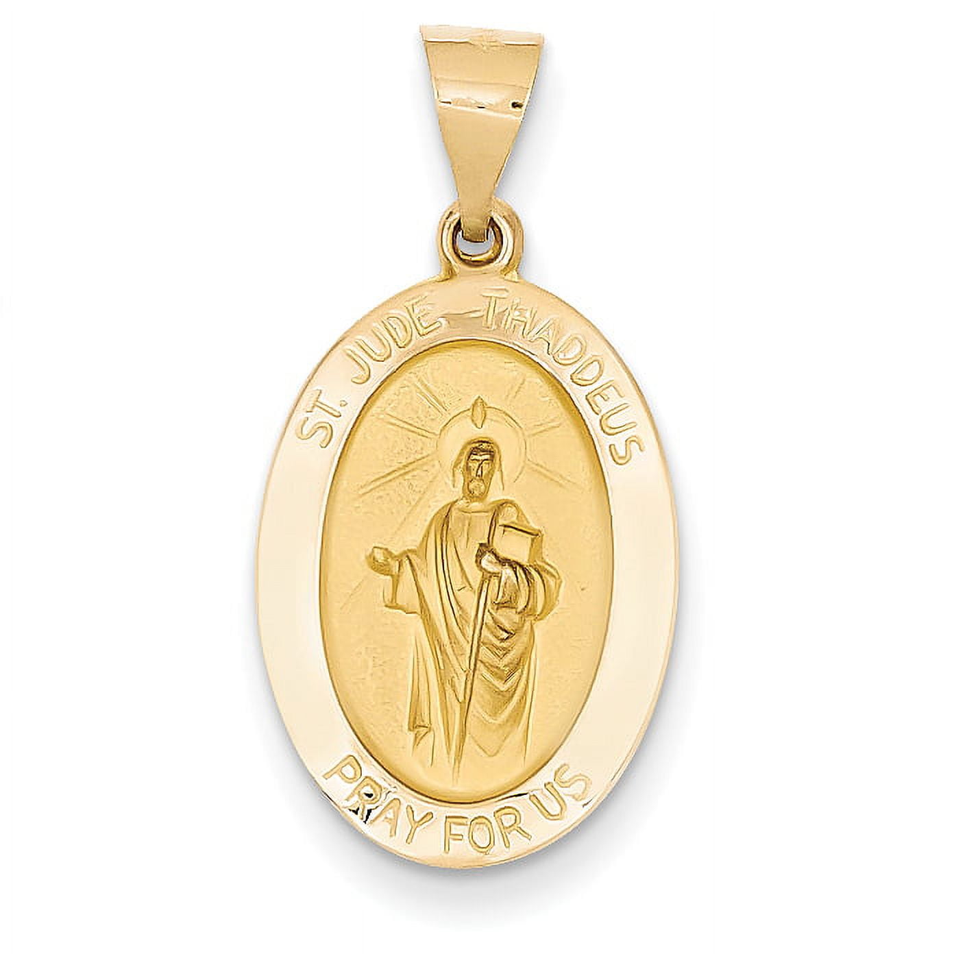 Beautiful 14k Polished and Satin St Jude Thaddeus Medal Hollow Pendant ...