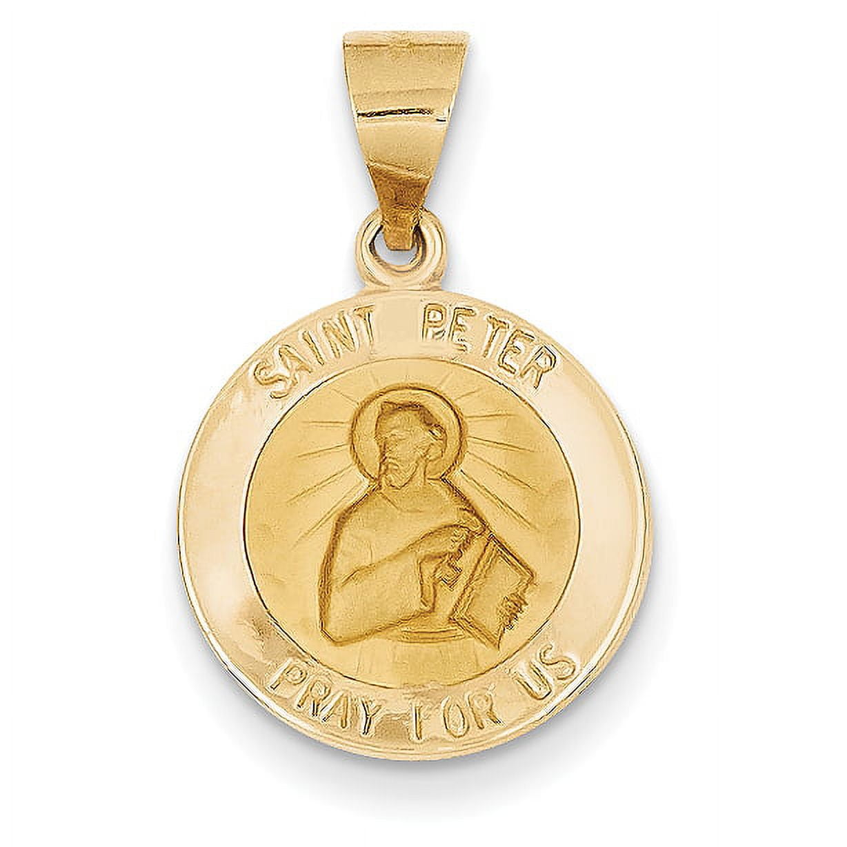 Beautiful 14k Polished and Satin St Peter Medal Hollow Pendant ...