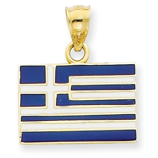 Beautiful 14k Solid Enameled Greece Flag Pendant - Walmart.com