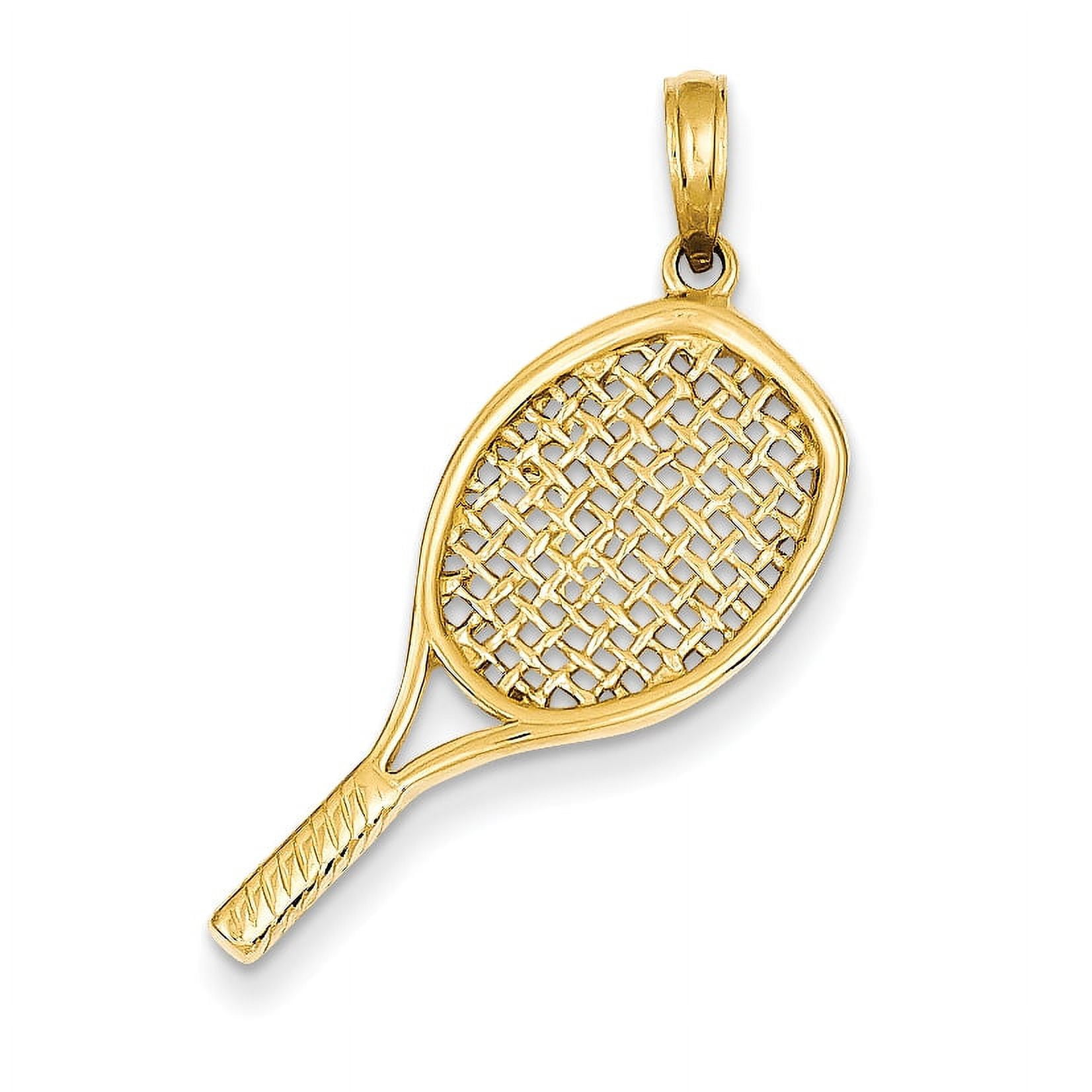 Beautiful 14k Solid Polished 3-D Tennis Racquet Pendant - Walmart.com