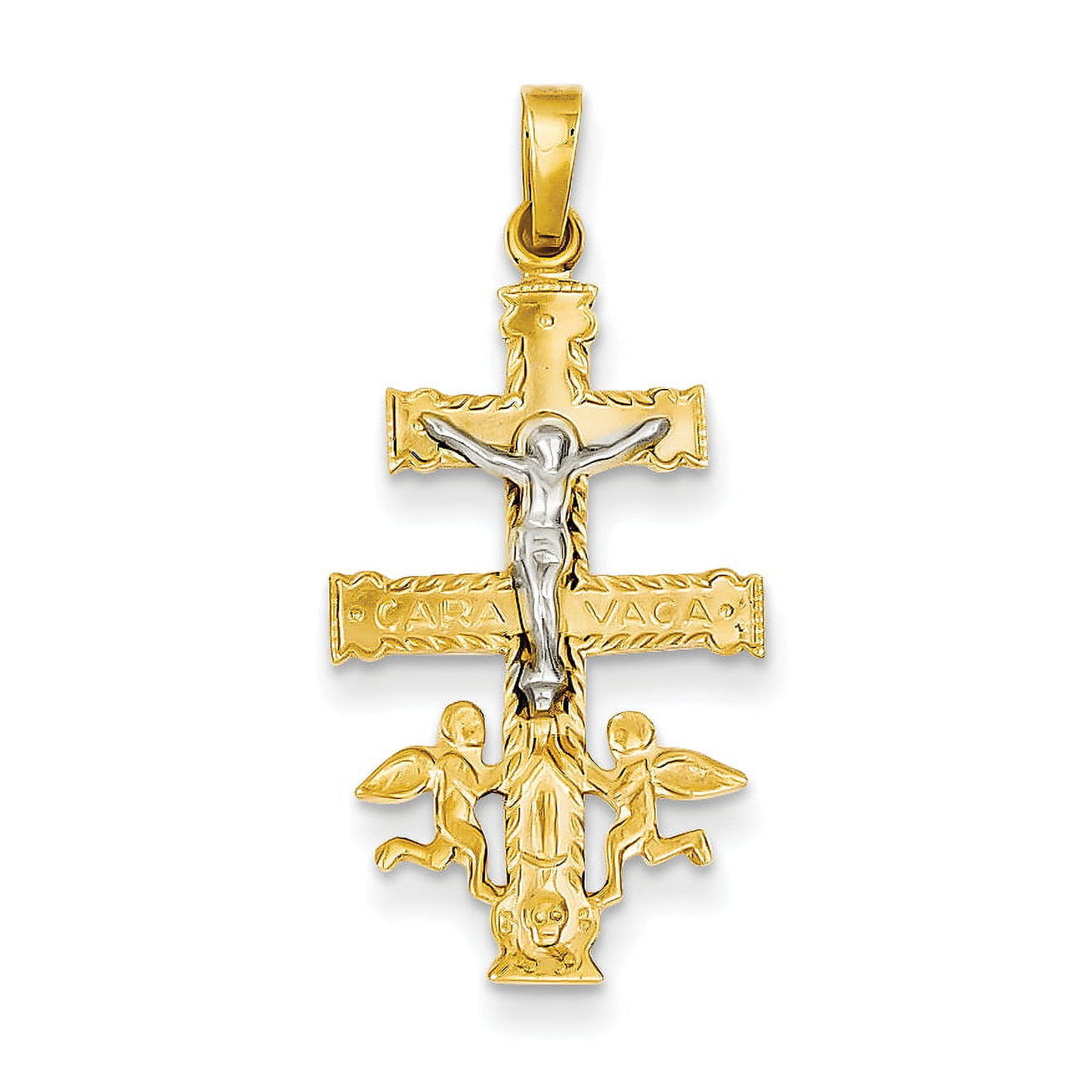 Beautiful 14k Two-tone Cara Vaca Crucifix Pendant - Walmart.com