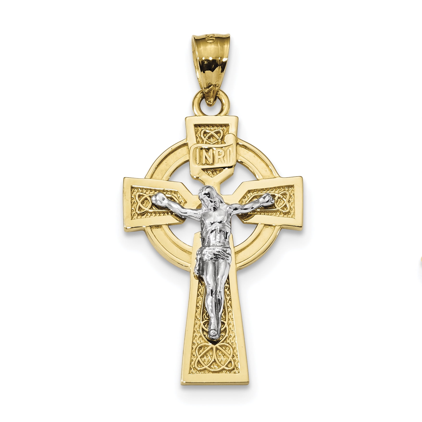 Beautiful 14k Two-tone Polished Celtic INRI Crucifix Pendant - Walmart.com