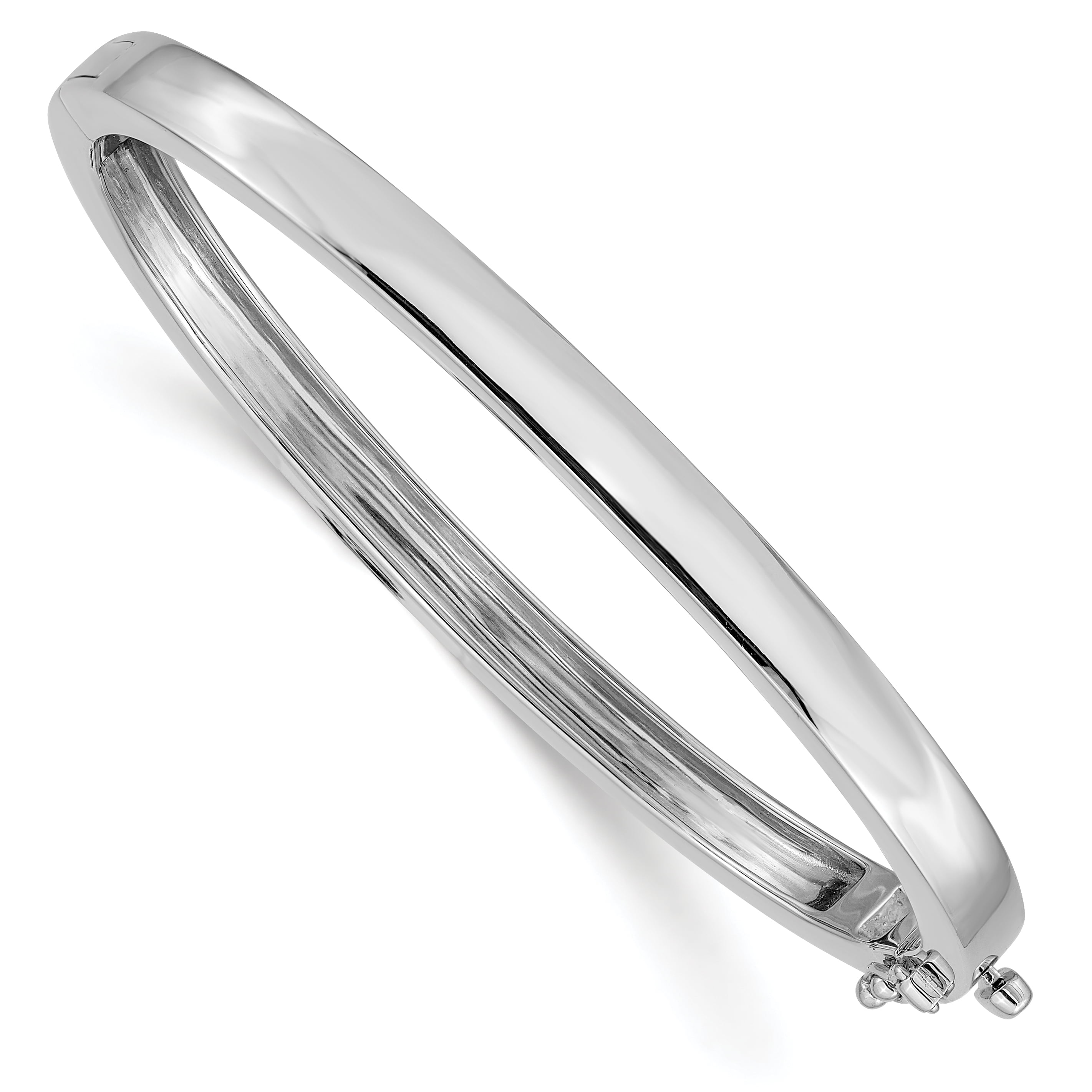 Beautiful 14k White Gold 5.3mm Polished Solid Hinged Bangle Bracelet ...