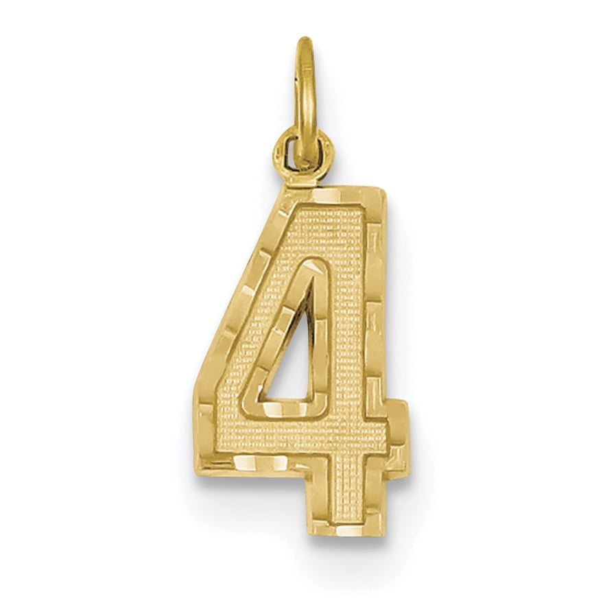 Beautiful 14ky Casted Medium Diamond Cut Number 4 Charm - Walmart.com