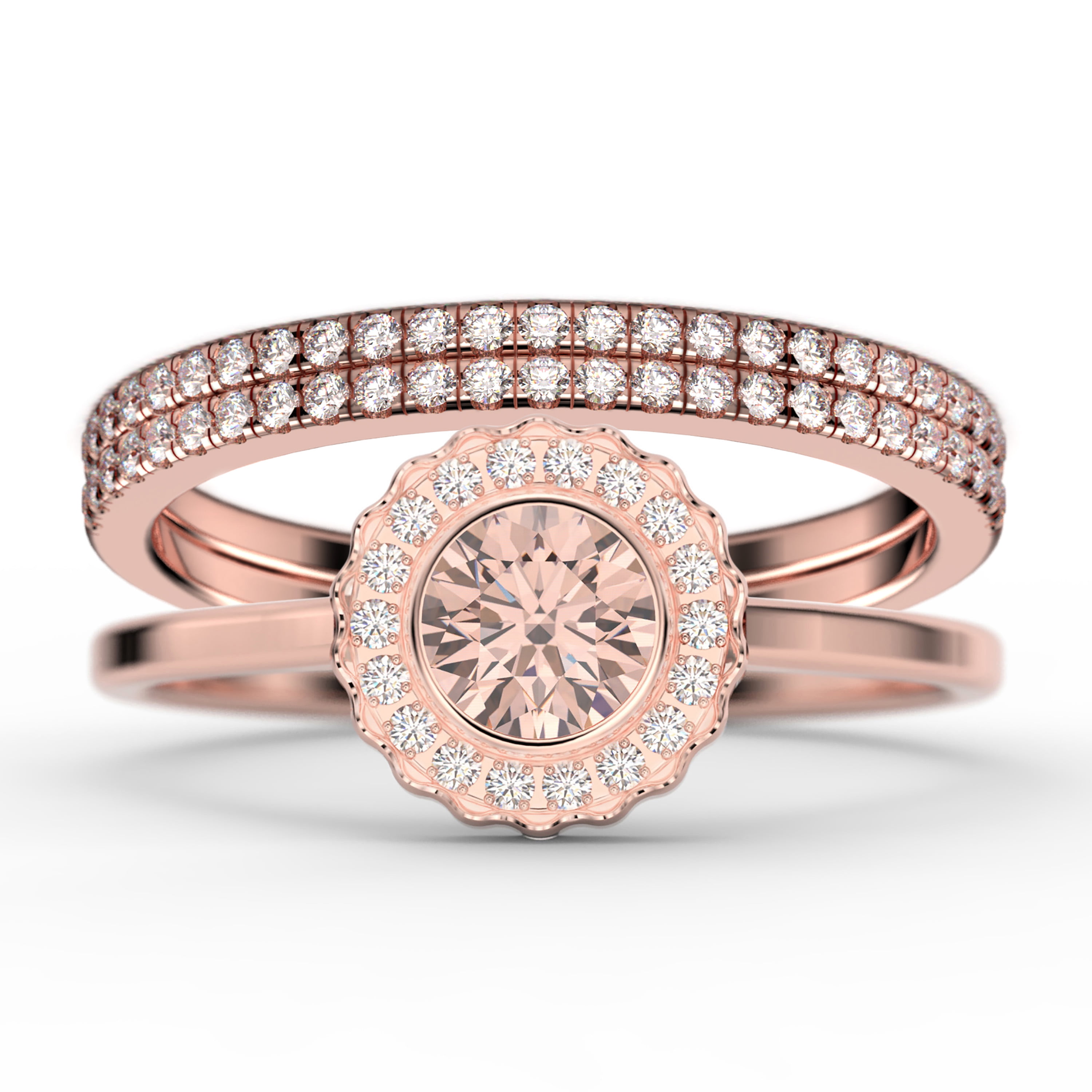 Beautiful 2.10 Carat Round Cut Morganite And Diamond Moissanite ...