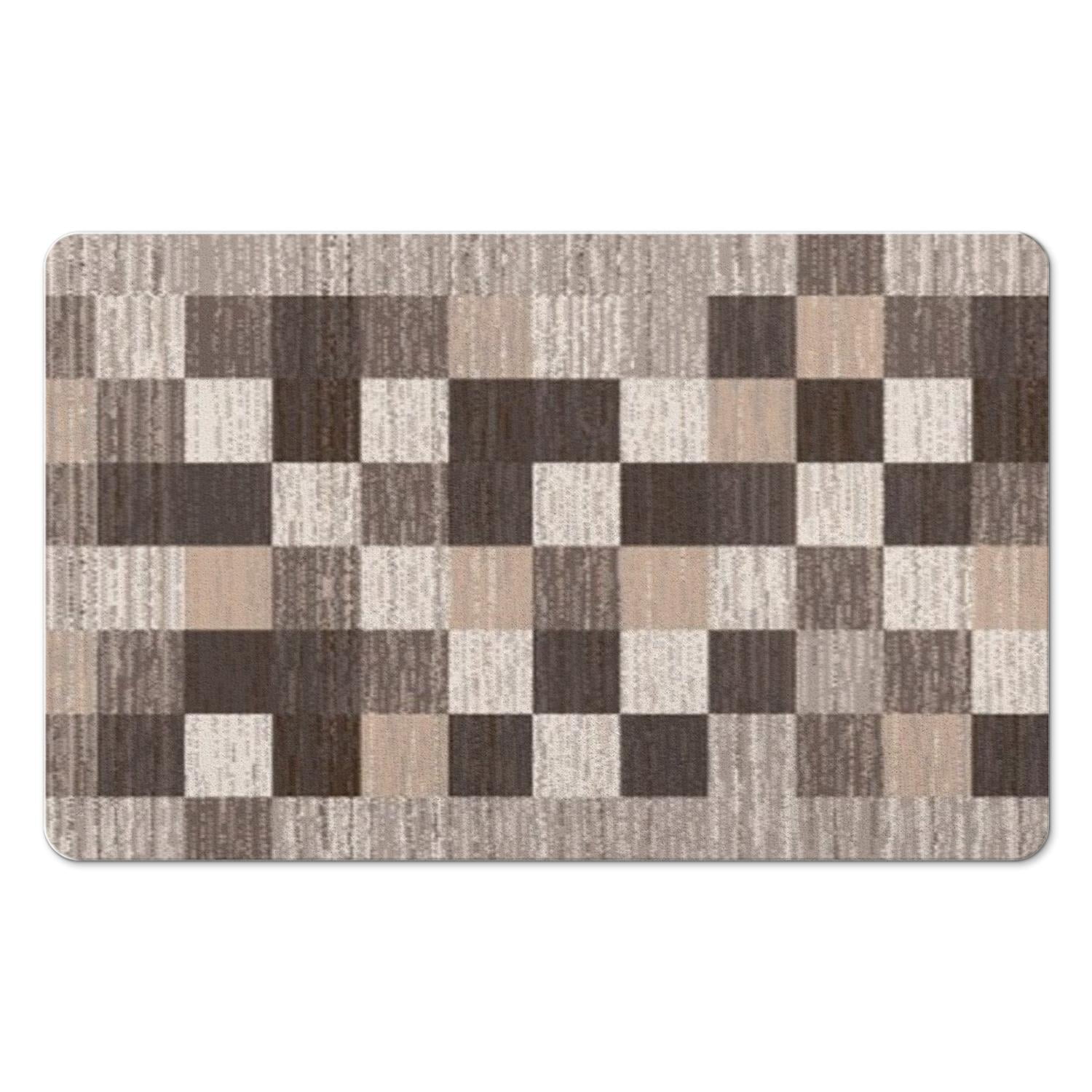 Beautiful 20x32 inch Bathroom Rug, Modern Geometric Patchwork Design ...