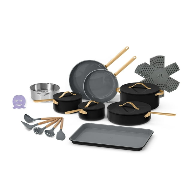 Beautiful 22pc Cookware Set, Black Sesame by Drew Barrymore - Walmart.com