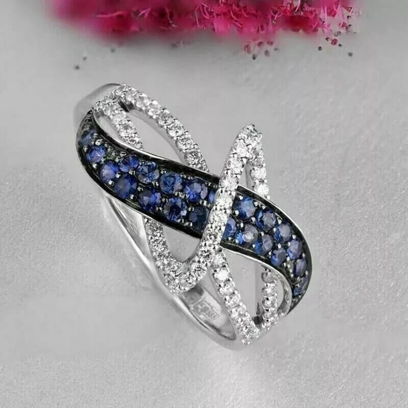 Beautiful 2Ct Round Simulated Sapphire Women's Gorgeous Band Ring 14k ...