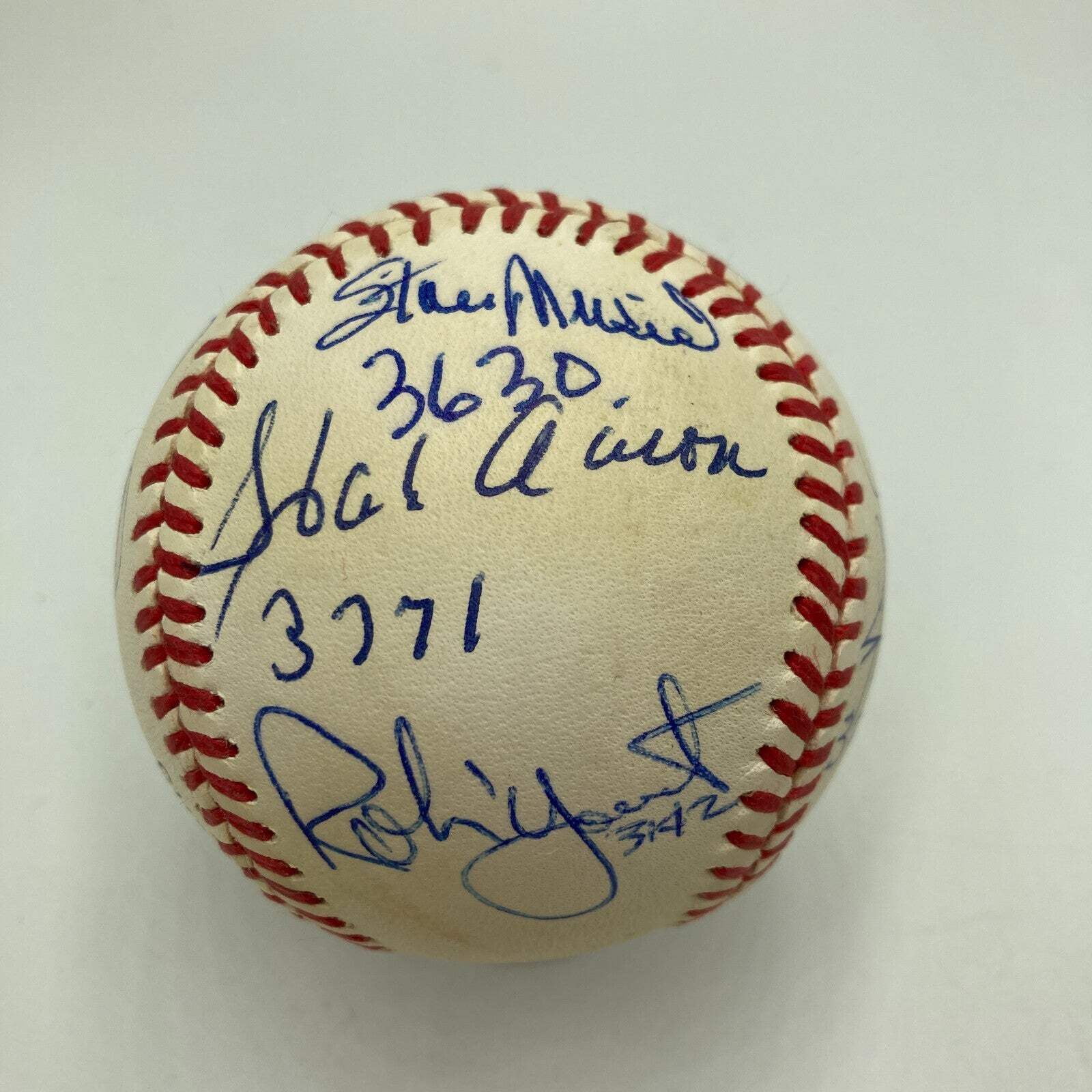 Beautiful 3,000 Hit Club Signed Baseball With Hit Totals Willie Mays ...