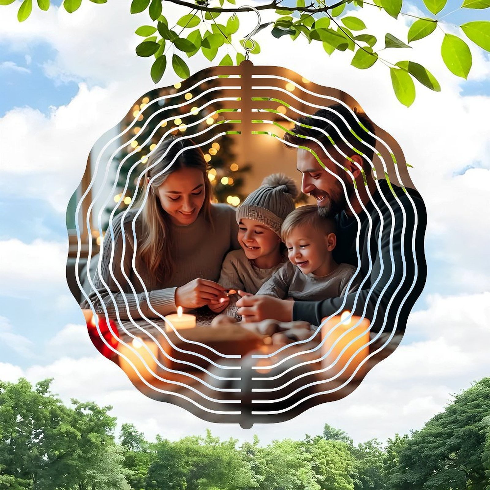 Beautiful 3D Metal Hanging Wind Spinners - Unique Tree Trunk Design ...