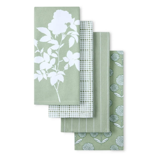 Beautiful Home by Drew Barrymore 4-Piece Kitchen Towel Set, Sage Green ...