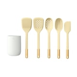 Beautiful 6-Piece Silicone Kitchen Tool Set with Ceramic Crock ...