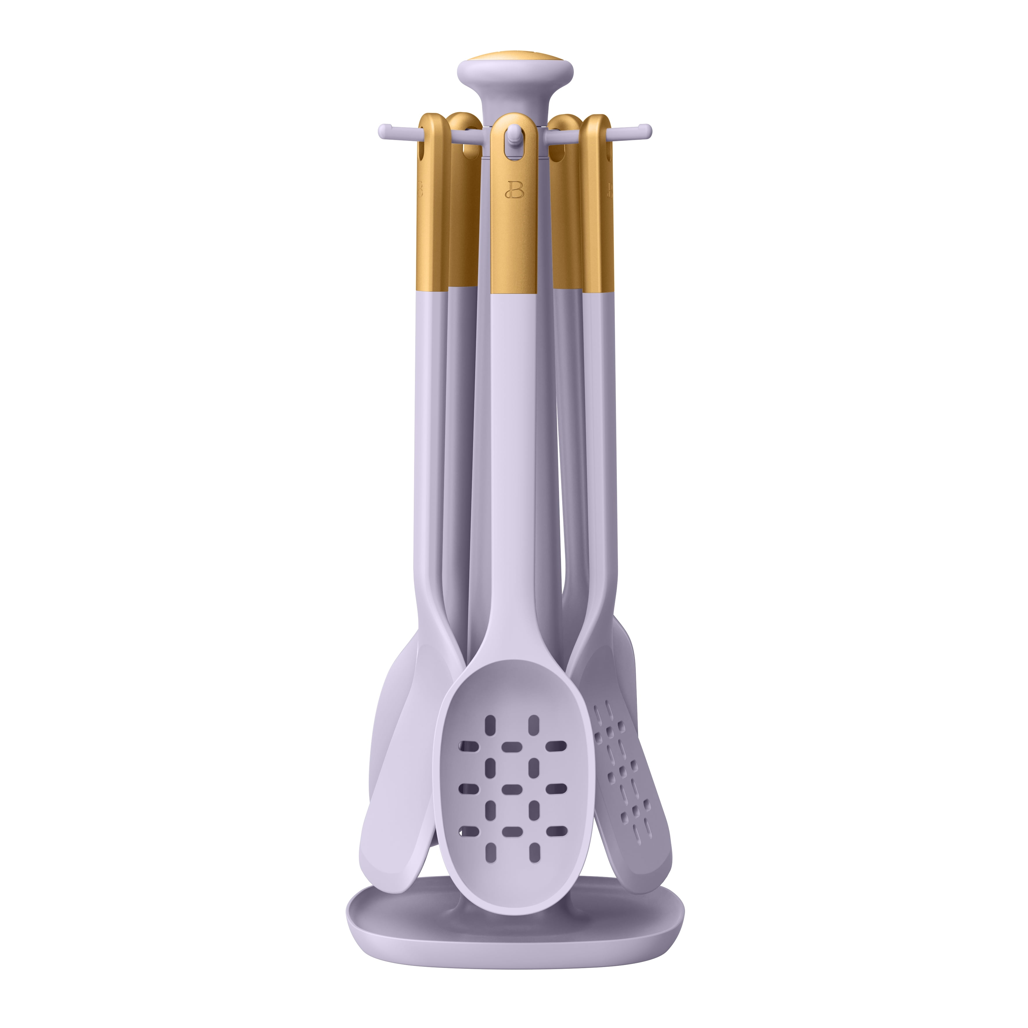 Beautiful 6-Piece Silicone Kitchen Utensil Tool Set with Rotating Rack ...