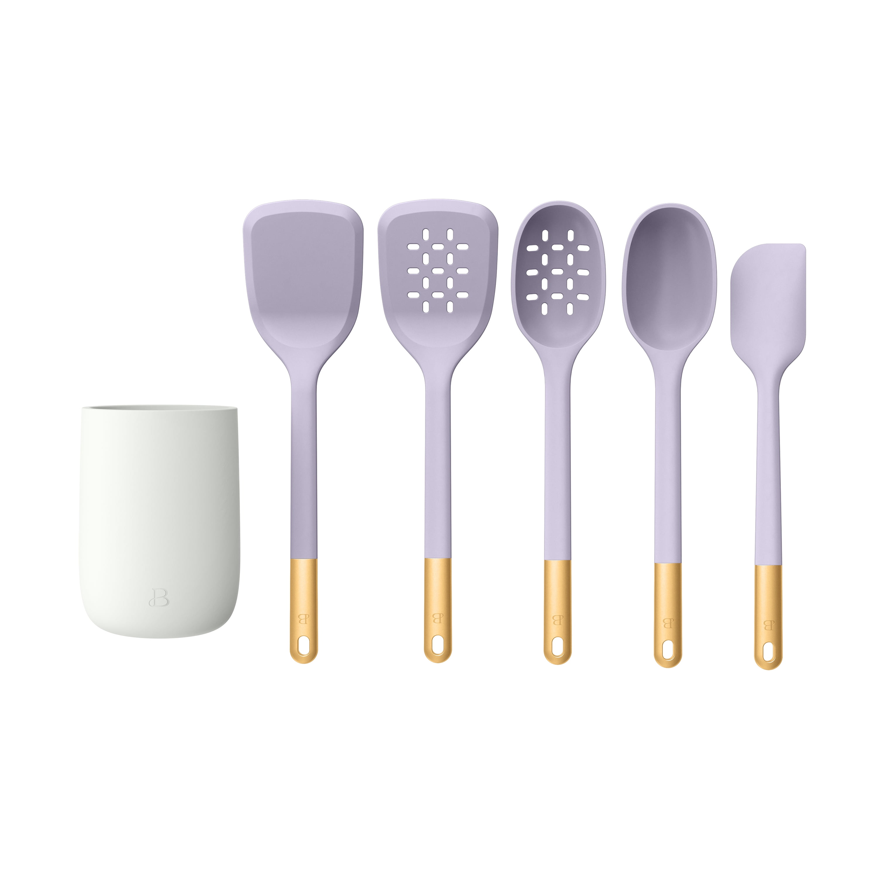 Beautiful 6-Piece Silicone Tool Set with Ceramic Crock, Lavender by ...