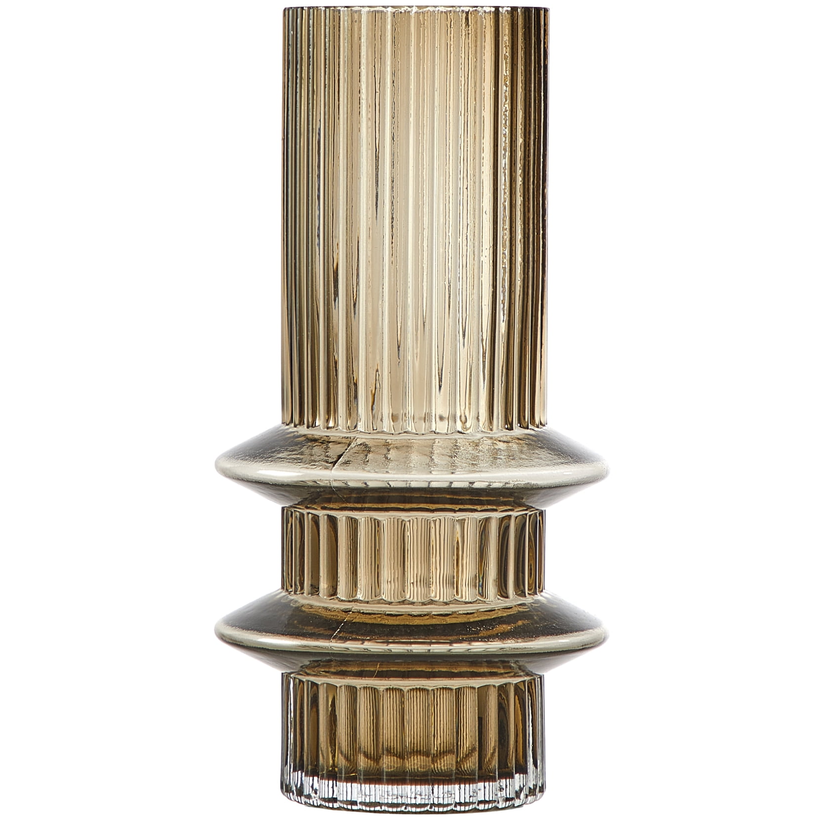 Beautiful 8.5" Tall Ribbed Oyster Gray Tubular Glass Vase by Drew ...