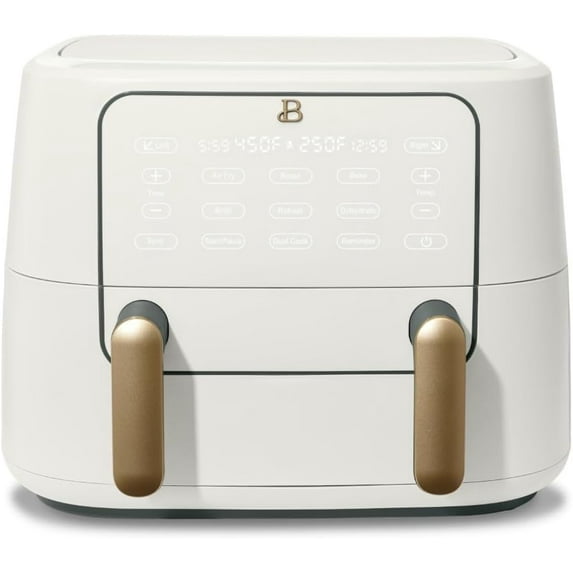 Beautiful 9QT TriZone Air Fryer, Dual Baskets or Single XL Basket, Sync ...