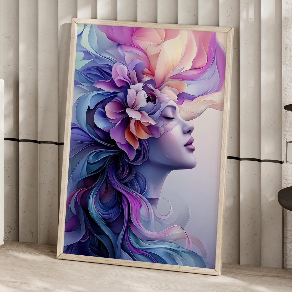 Beautiful Abstract Mauve Woman Swirling Purple Hair Modern Floral ...