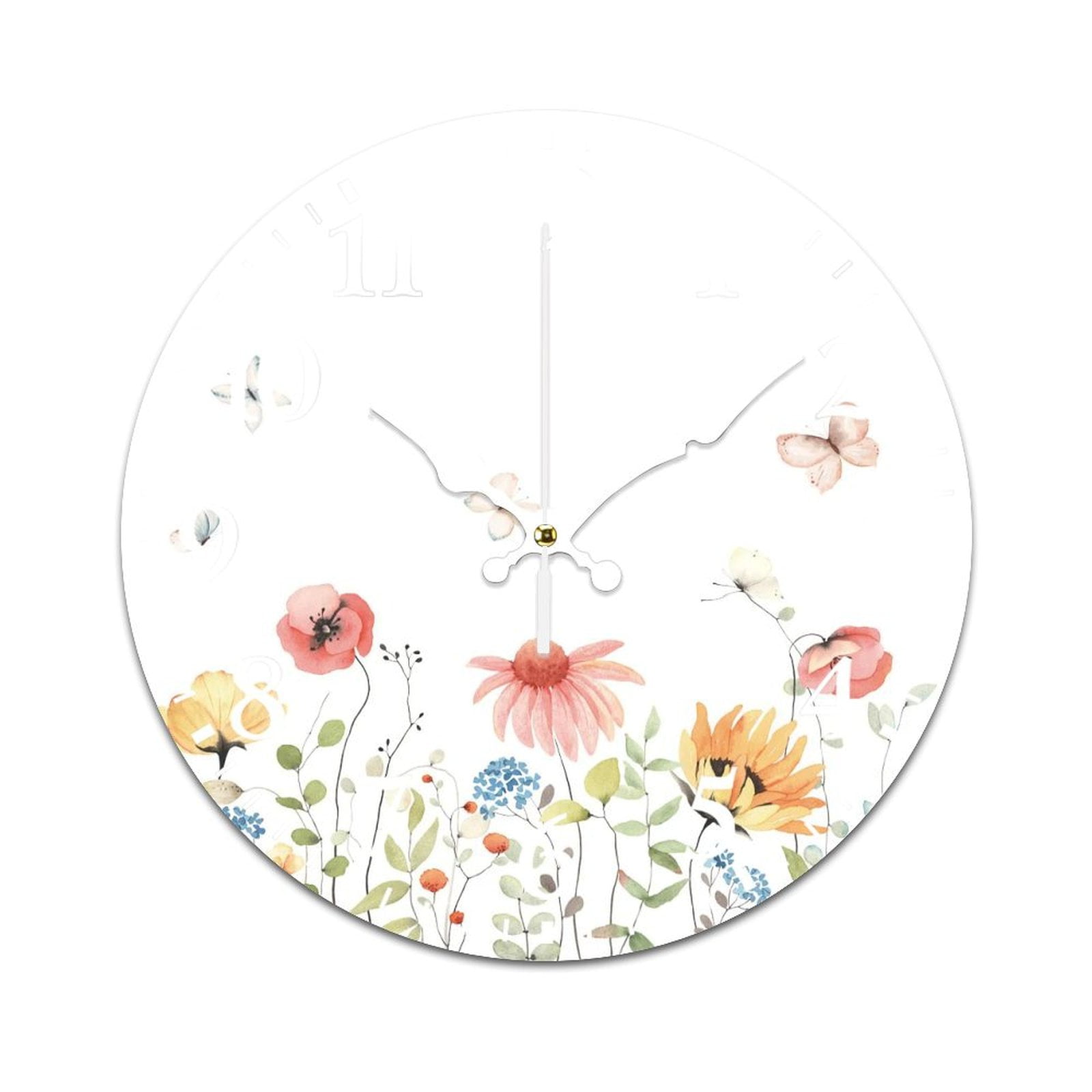 Beautiful Abstract Watercolor Painting of Colorful Flowers Wall Clock ...