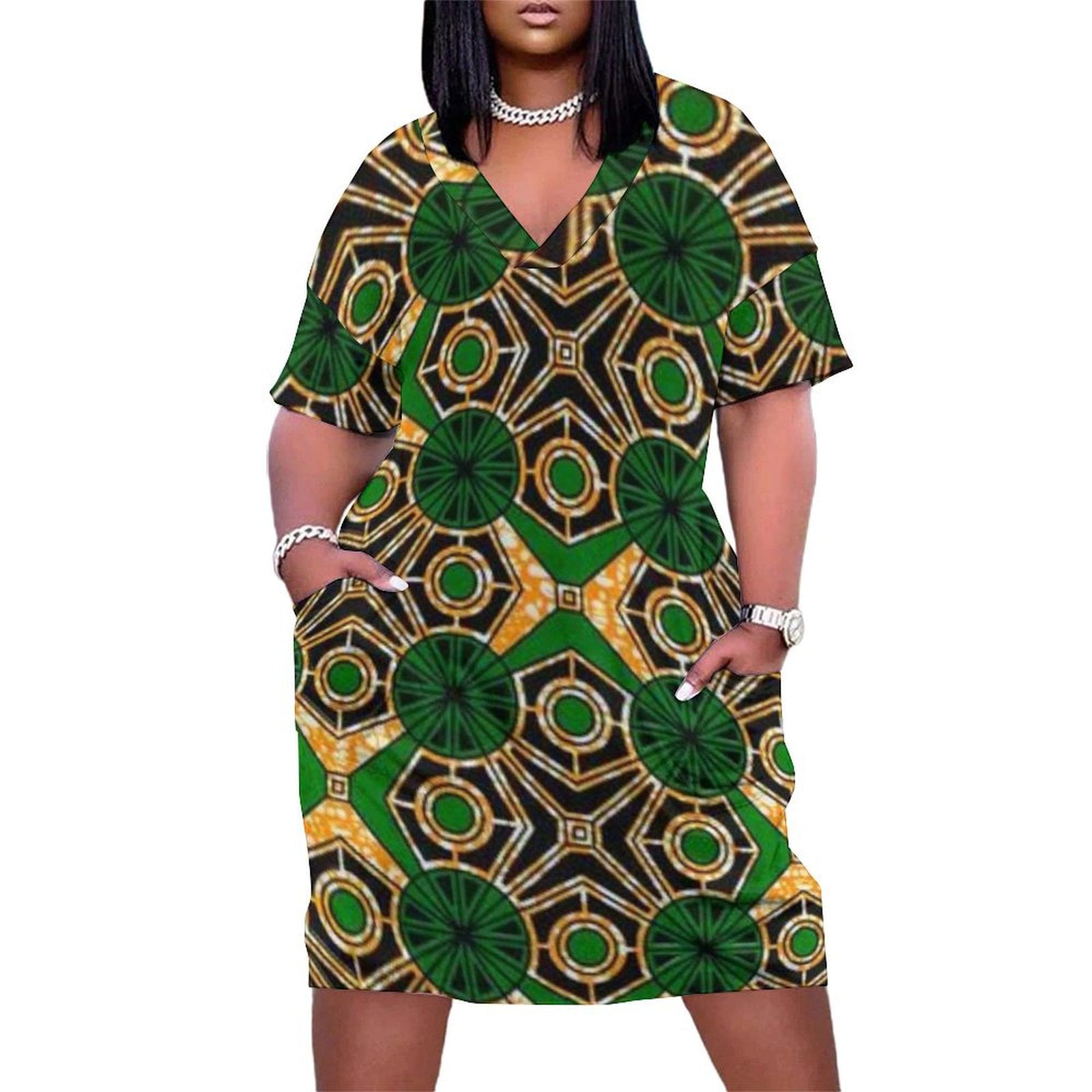 Beautiful African Pattern Loose Pocket Dress prom clothes short dresses ...