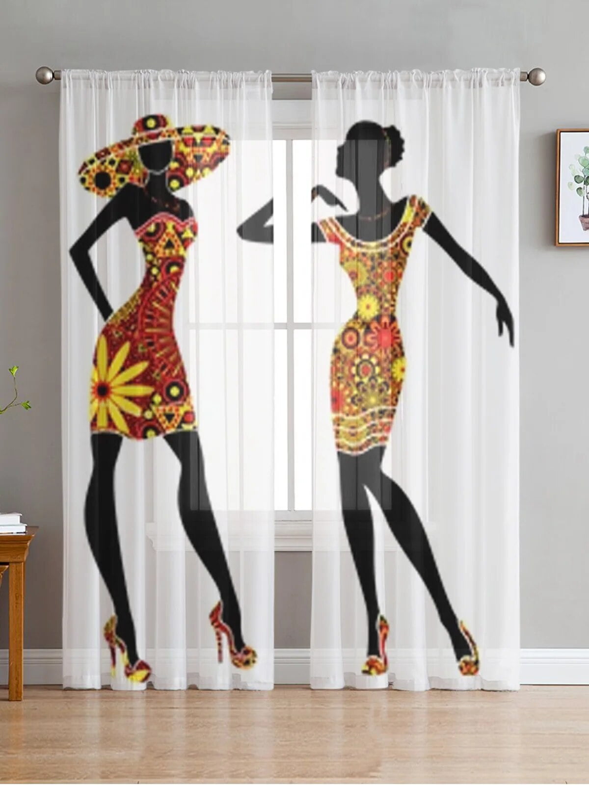 Beautiful African Woman With Chiffon Sheer Curtains For Living Room ...