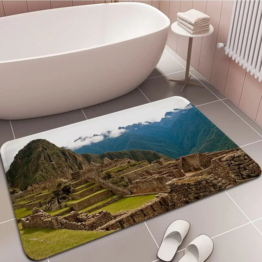 Beautiful Ancient Architecture Print Bath Mat INS Style Soft Bedroom ...