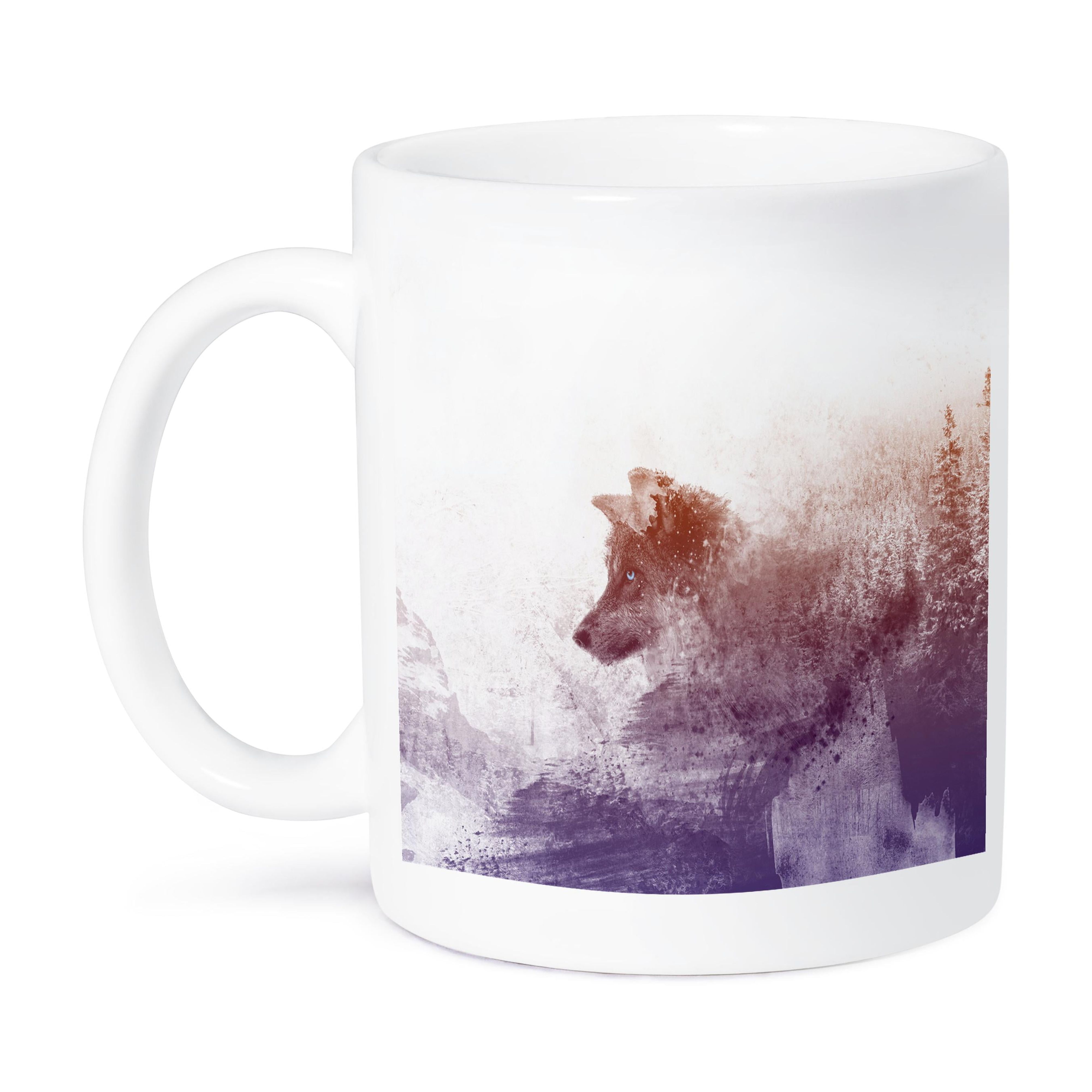 Beautiful And Surreal Drawing Of A Wolf Melting Into A Forest, 15oz Mug ...