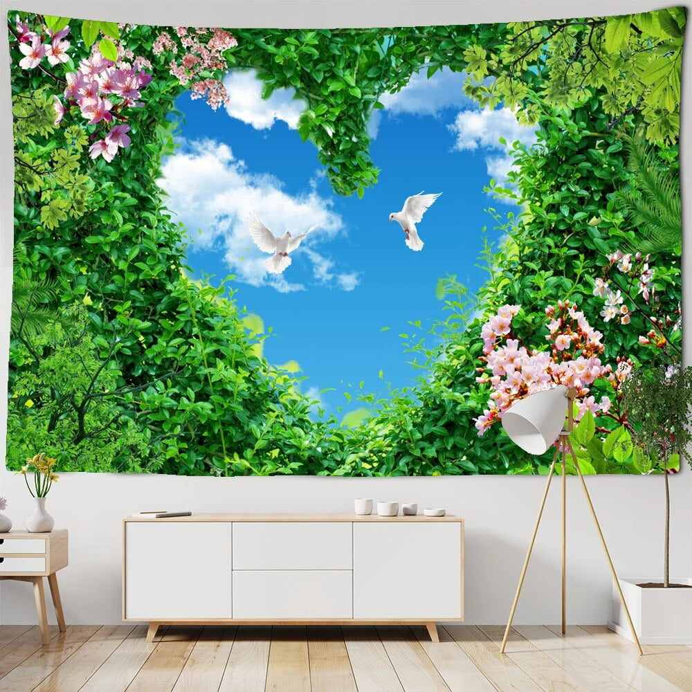 Beautiful Arched Flower Path Tapestry Scery Wall Hanging Carpet Mandala ...