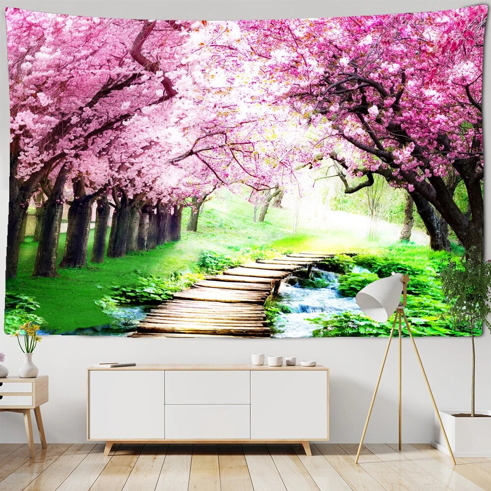 Beautiful Arched Flower Path Tapestry Scery Wall Hanging Carpet Mandala ...