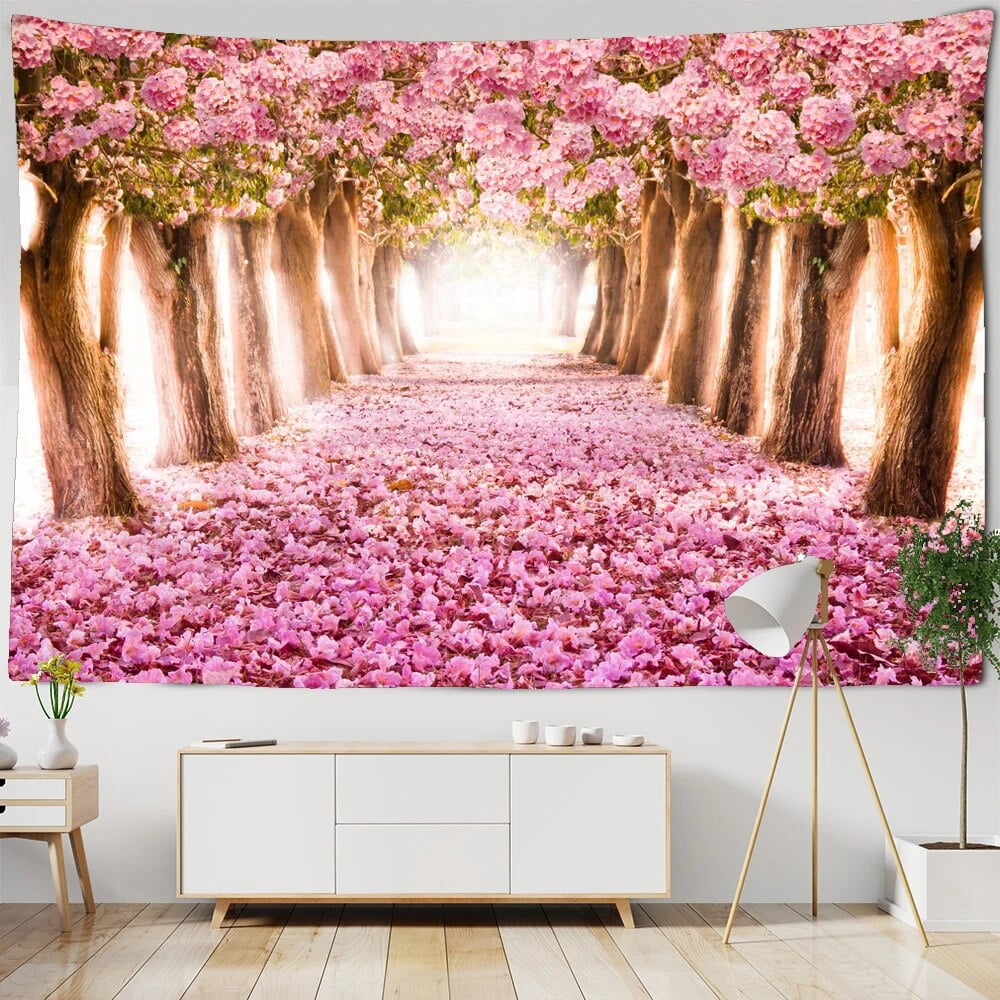 Beautiful Arched Flower Path Tapestry Scery Wall Hanging Carpet Mandala ...