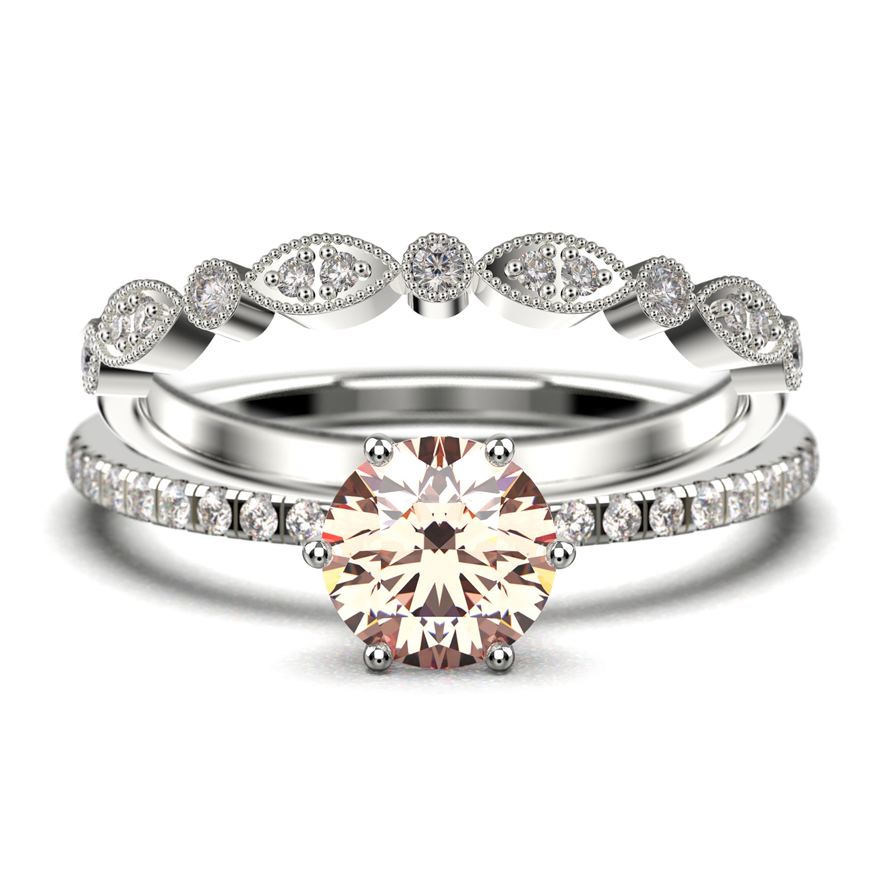 Beautiful Art Deco 1.75 Carat Round Cut Morganite And Diamond ...