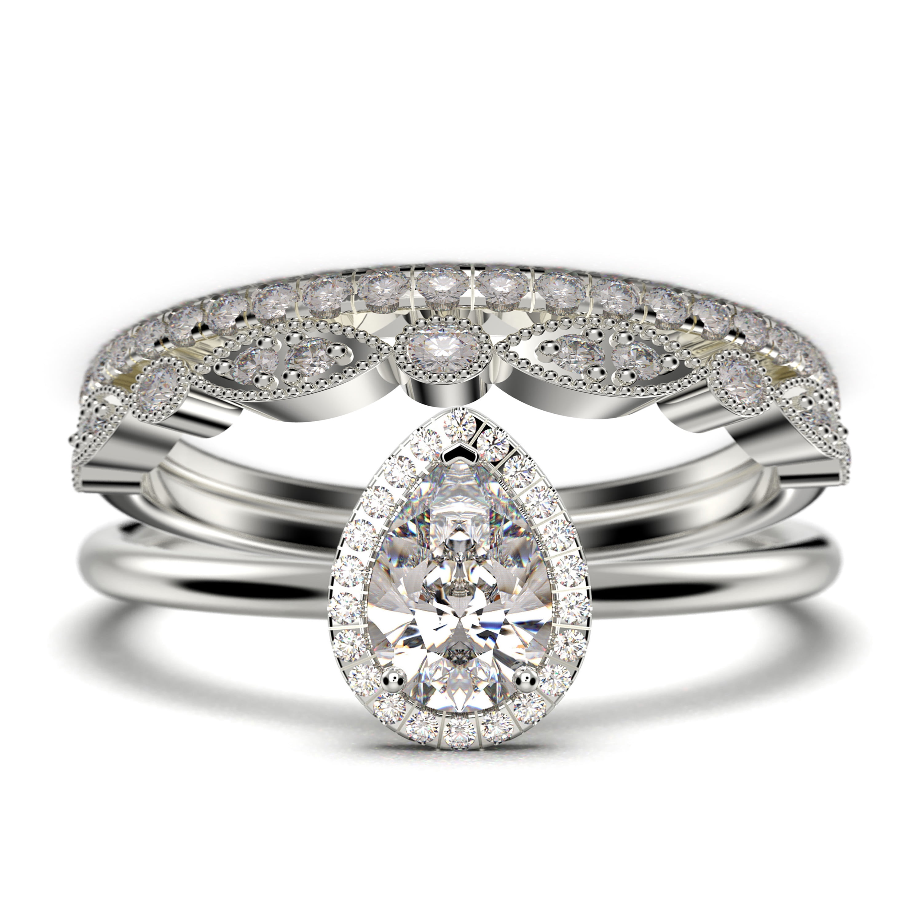 Beautiful Art Deco 2.25 Carat Pear Cut Affordable Diamond Moissanite Engagement Ring, Classic ...