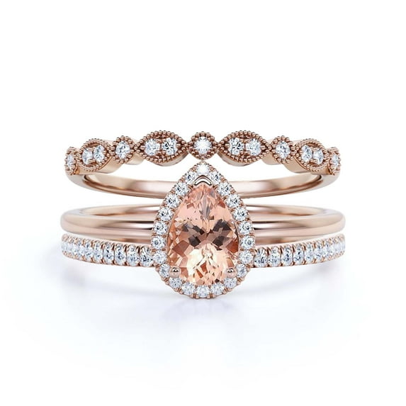 Beautiful Art Deco 2.25 Carat Pear Cut Affordable Morganite And Diamond ...