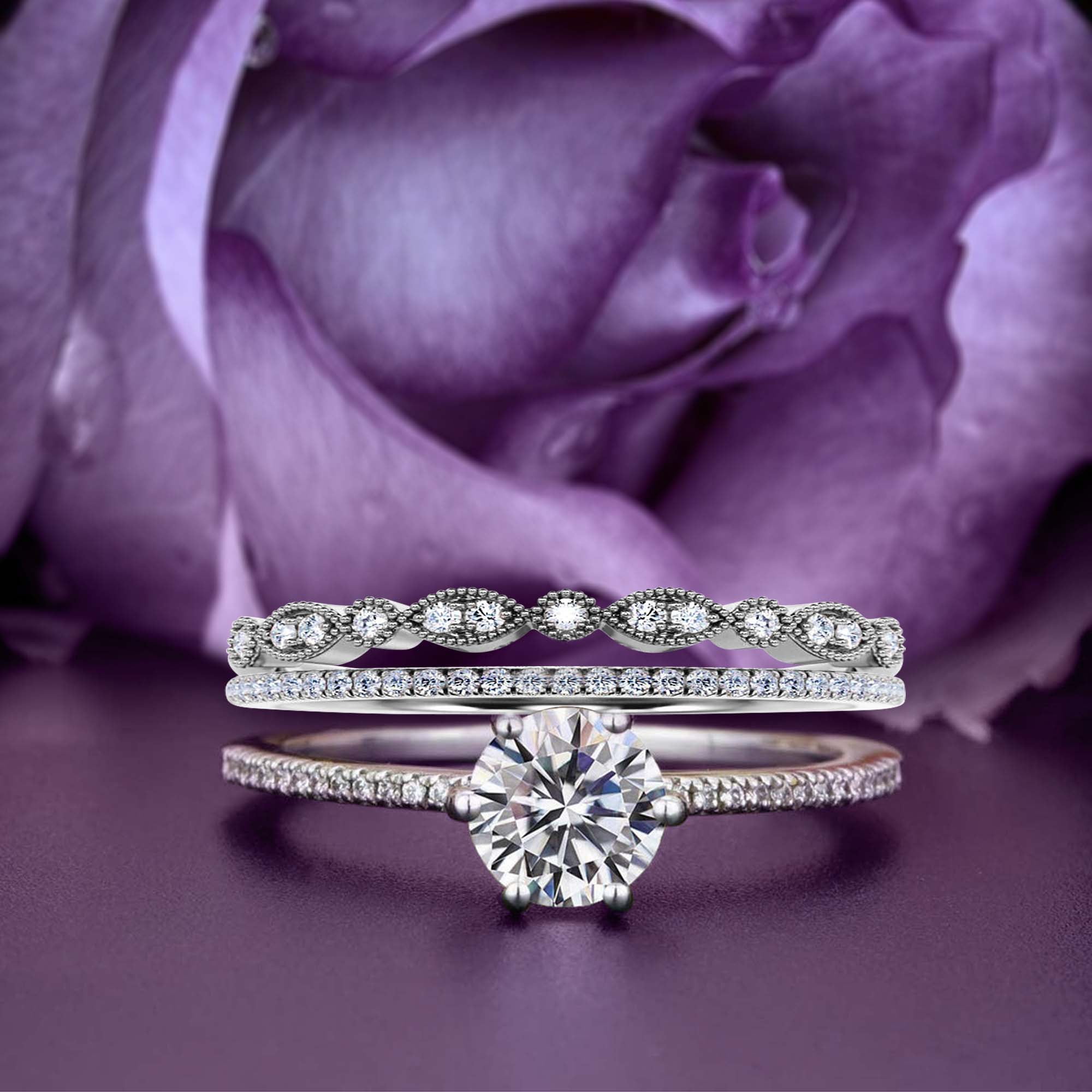 Beautiful Art Deco 2.25 Carat Round Cut Diamond Moissanite Engagement ...