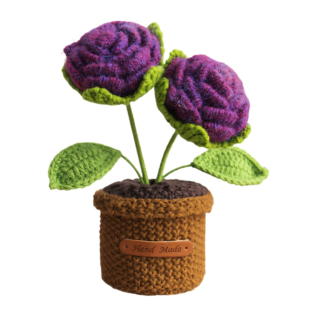 Beautiful Artificial Crochet Rose Flower Potted Plant For Valentines ...