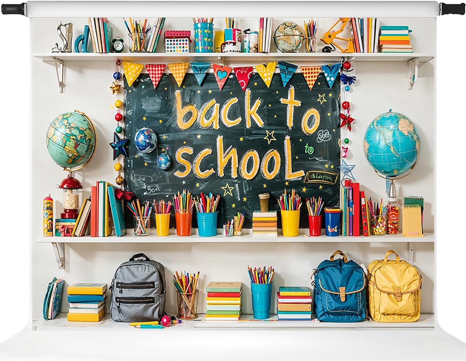 Beautiful Back to School Backdrop Colorful Classroom Blackboard ABC ...