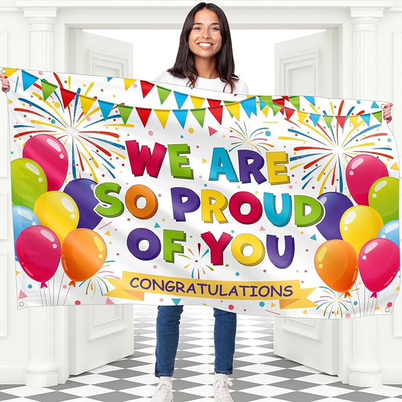 Beautiful Backdrop White Congratulations Party Decorations, Happy ...