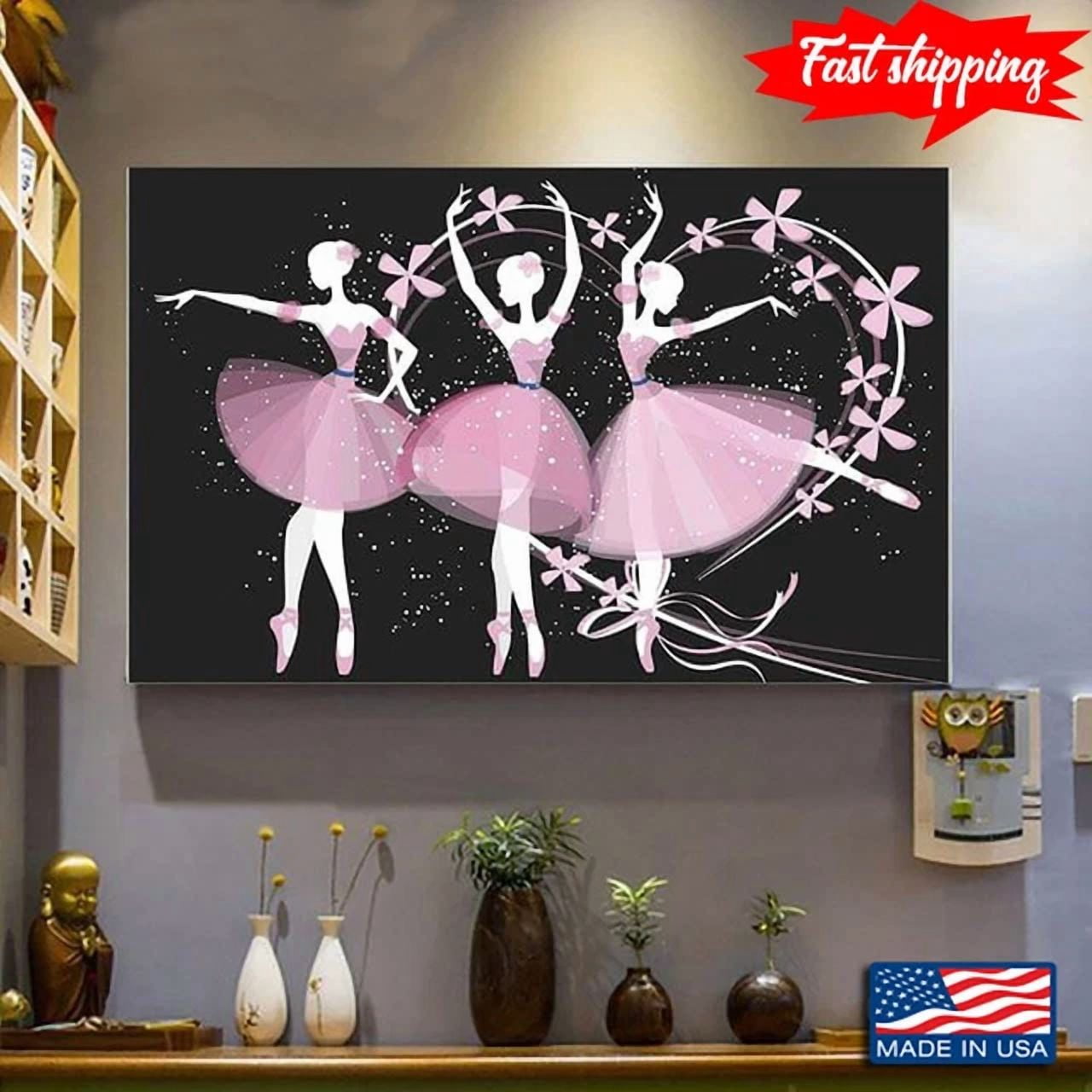 Beautiful Ballerinas Dancing In Pink Dresses Andloral Heart For Home ...