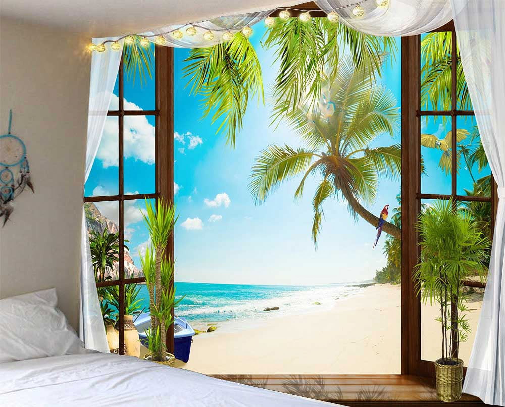 Beautiful Beach Cave Waterfall Landscape Print Pattern Tapestry Home ...