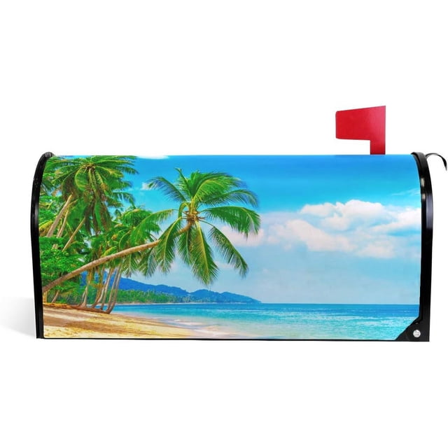 Beautiful Beach Magnetic Mailbox Cover MailWraps Garden Yard Home Decor ...