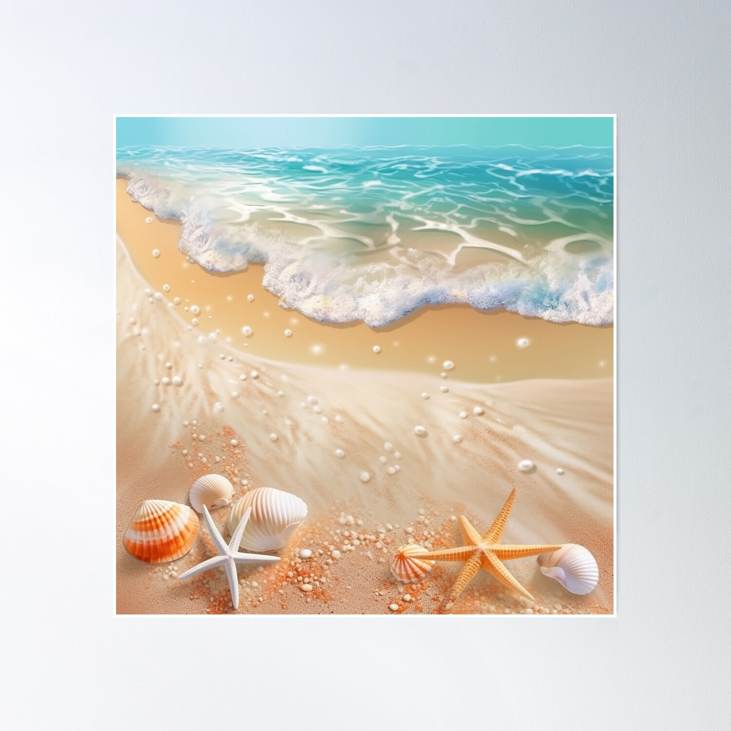Beautiful Beach Scene Poster Wall Art, Modern Wall Decor, 16x16 ...