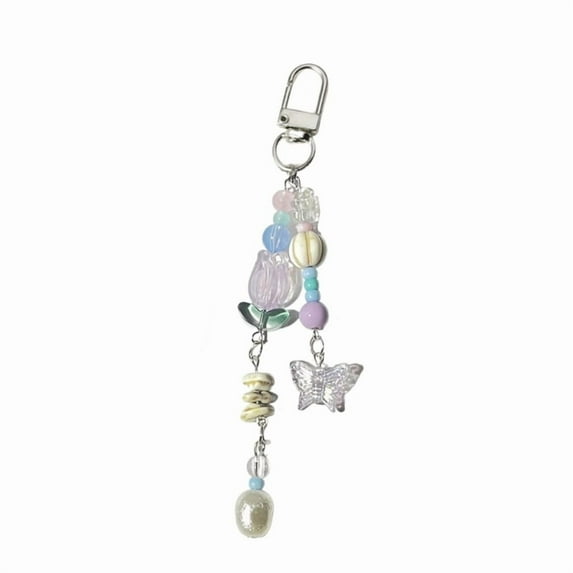 Beautiful Beaded Phone Charm Butterfly Chain Keyring Fashion Accessory ...