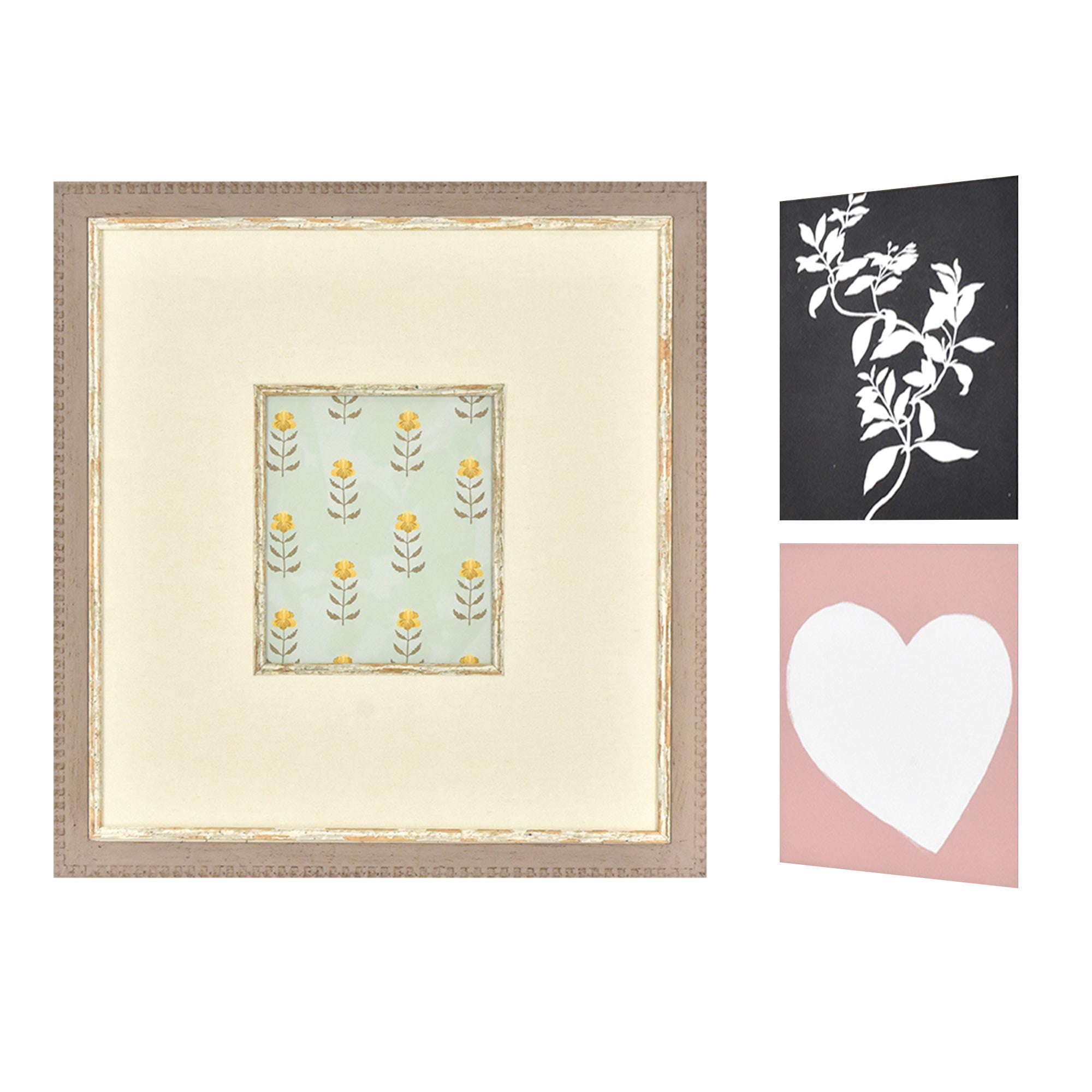 Beautiful Beautiful 3-Piece Floral and Heart Print Set 14.5" x 15.5" by ...