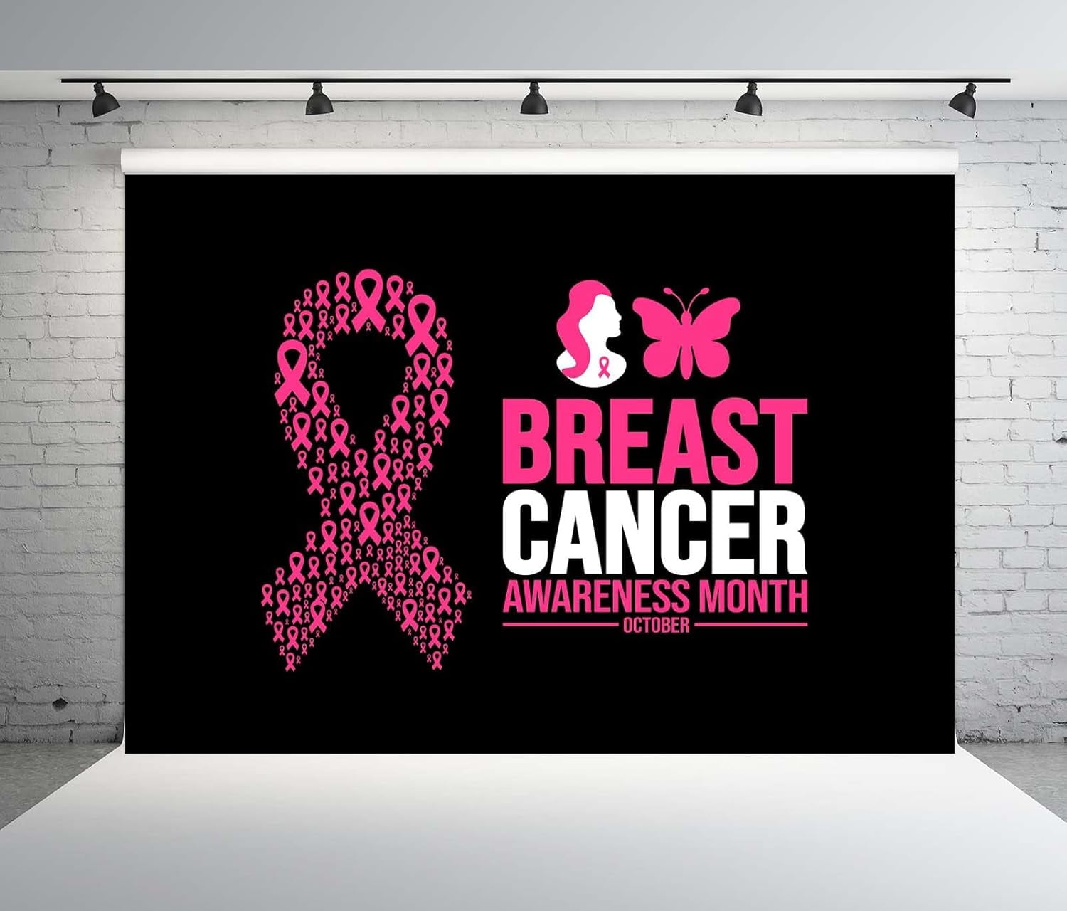 Beautiful Black Backdrop Breast Cancer Awareness Backdrop October ...