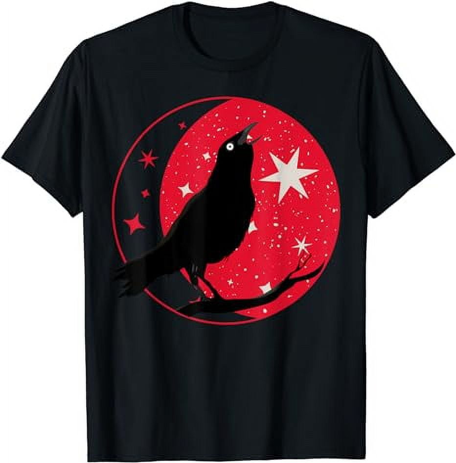 Beautiful Black Crow Raven Bird Watch. Birds Silhouette T-Shirt ...