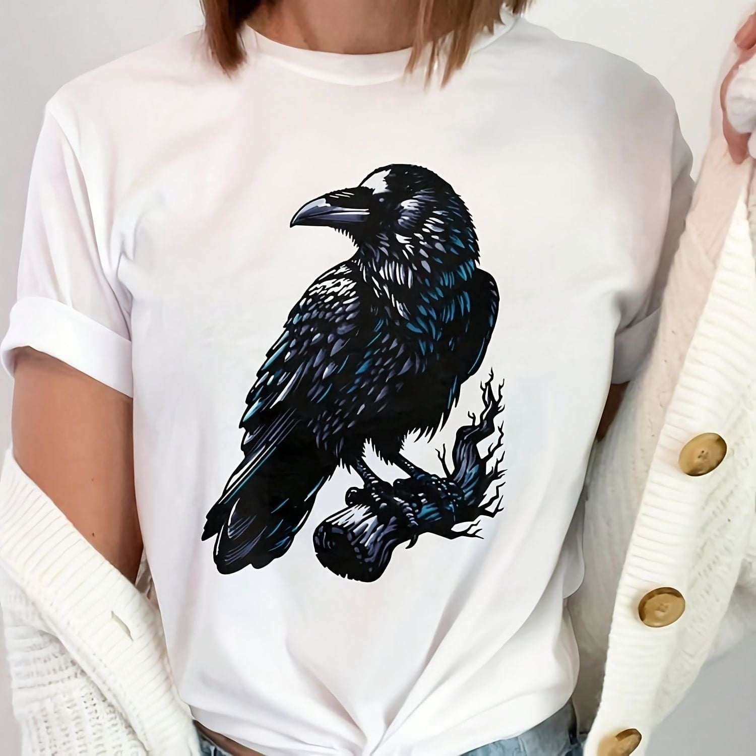 Beautiful Black Raven Bird T-S1Hirt, Crow Lover , Gothic Raven , Witchy ...